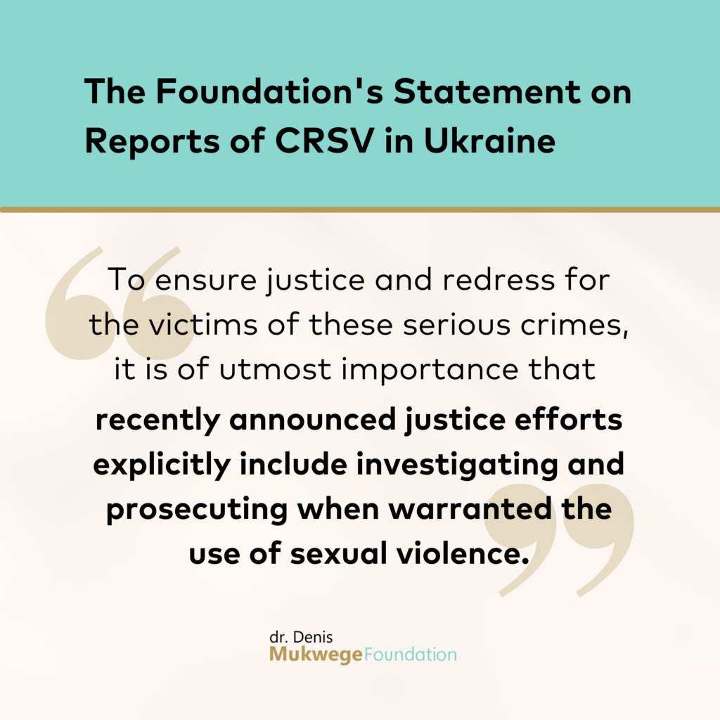 The Foundation's Statement on Reports of CRSV in Ukraine - Dr. Denis ...